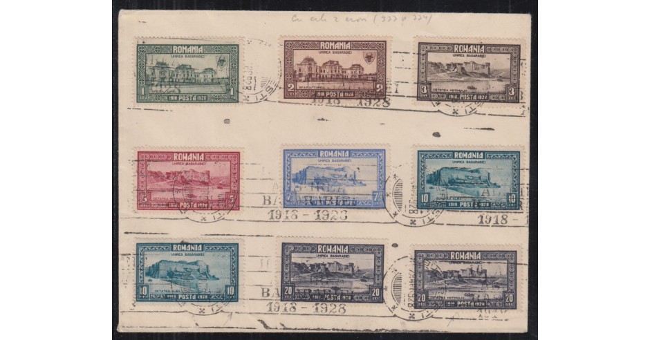 ROMANIA 1928 LP 78 LP 78g+78 i-10 ANI UNIREA BASARABIEI STAMPILA ...