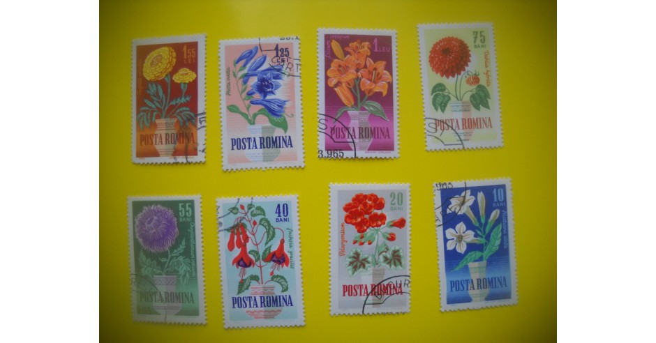 HOPCT LOT NR 199 FLORI DE GRADINA 1964-8 TIMBRE VECHI-STAMPILAT ROMANIA ...