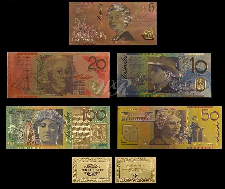 AUSTRALIA SET 5 BANCNOTE DOLARI EMISIUNEA 2002 - 2017 POLYMER PLACAT CU ...