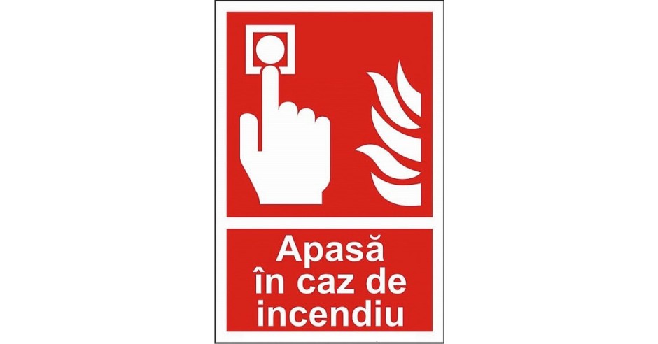 Indicator Autocolant Apasa in caz de incendiu, dimensiune 148 x 210mm ...