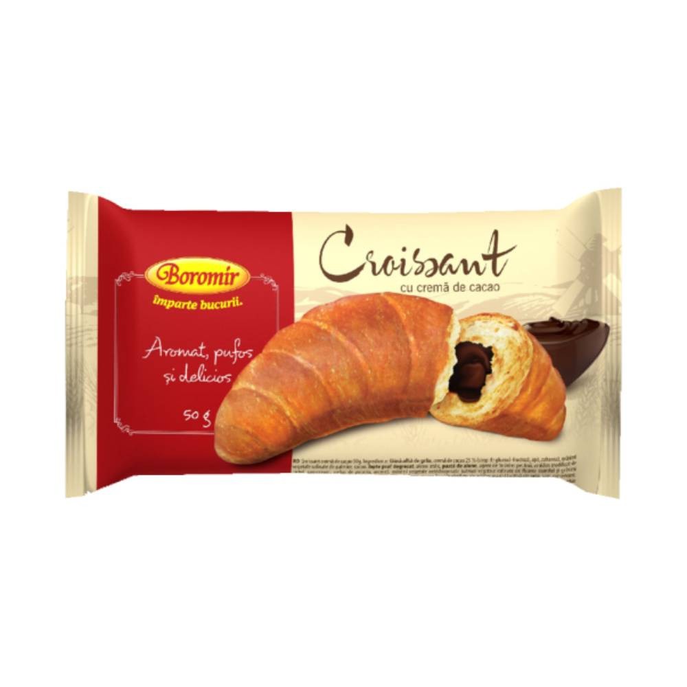 Croissant cu Crema de Cacao Boromir, 50 g, Croissant cu Ciocolata ...