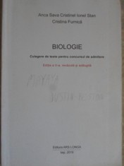 BIOLOGIE, CULEGERE DE TESTE PENTRU CONCURSUL DE ADMITERE-ANCA SAVA ...