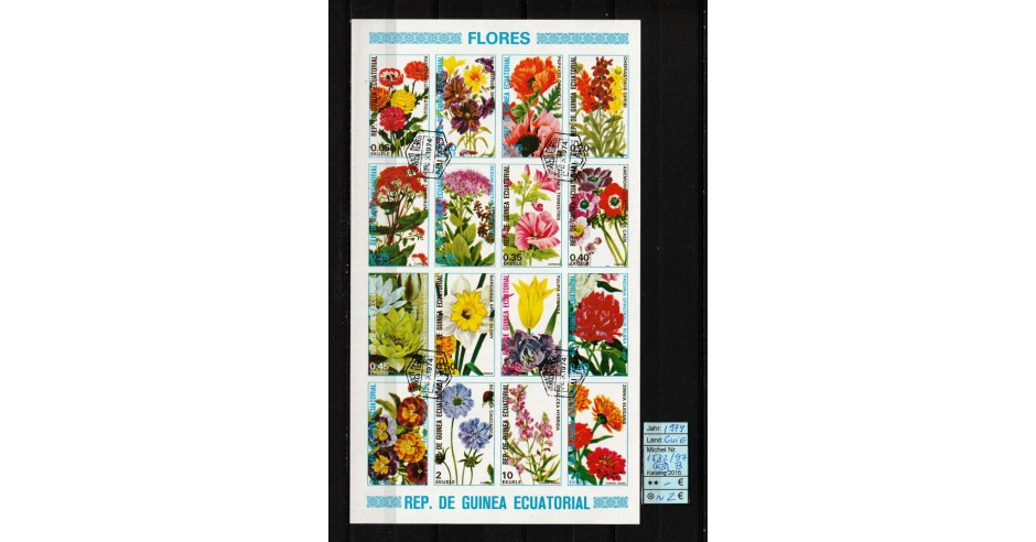 Timbre Guineea Ec., 1979 | Flori decorative | Bloc / Minisheet 16v ...