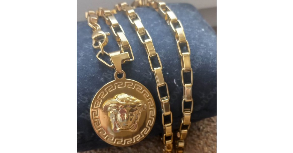 Lant +medalion INOX placat model Medusa --VERSACE-- =70 ron | Okazii.ro