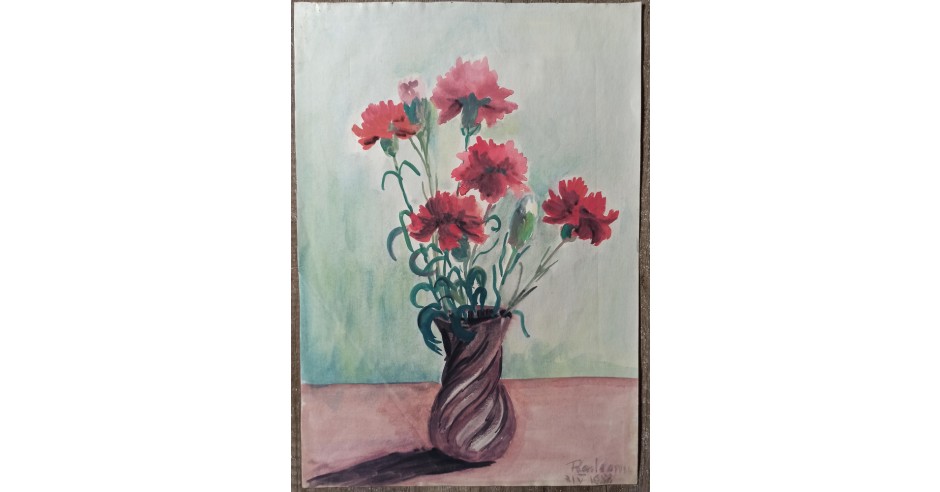 Vas cu flori// acuarela Rodica Raileanu 1988, Portrete, Cerneala, Altul ...