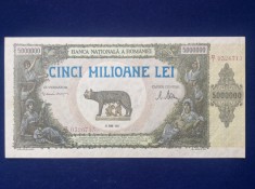 Bancnote Romania - 5000000 lei 1947 - seria D.0326715 (starea care se ...