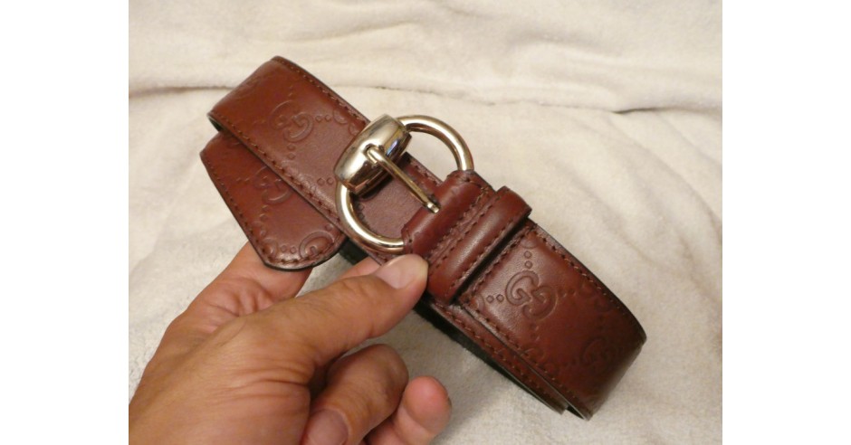 CUREA GUCCI din piele naturala - Originala - Model Rar - Vintage - 95cm ...