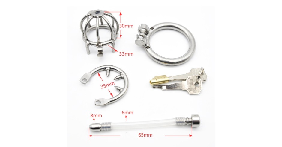 Cusca castitate tepi dop uretral/ chastity cage with spikes and uretral ...