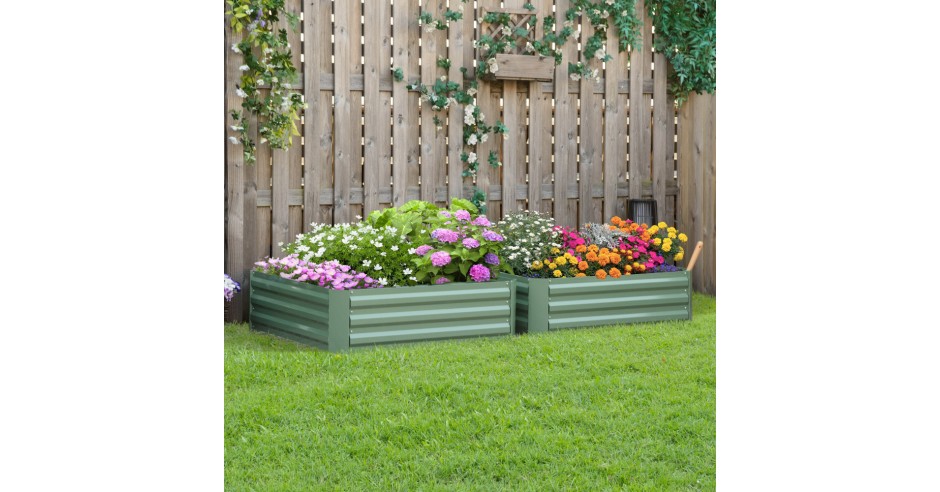 Outsunny Set 2 Paturi de Gradina Inaltate din Otel Galvanizat Colorat ...