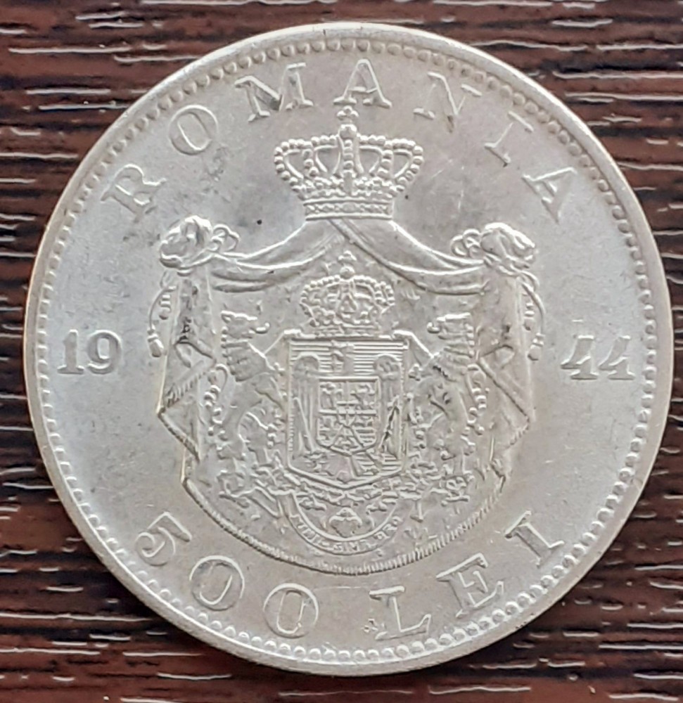 (A562) MONEDA DIN ARGINT ROMANIA - 500 LEI 1944, REGELE MIHAI I ...