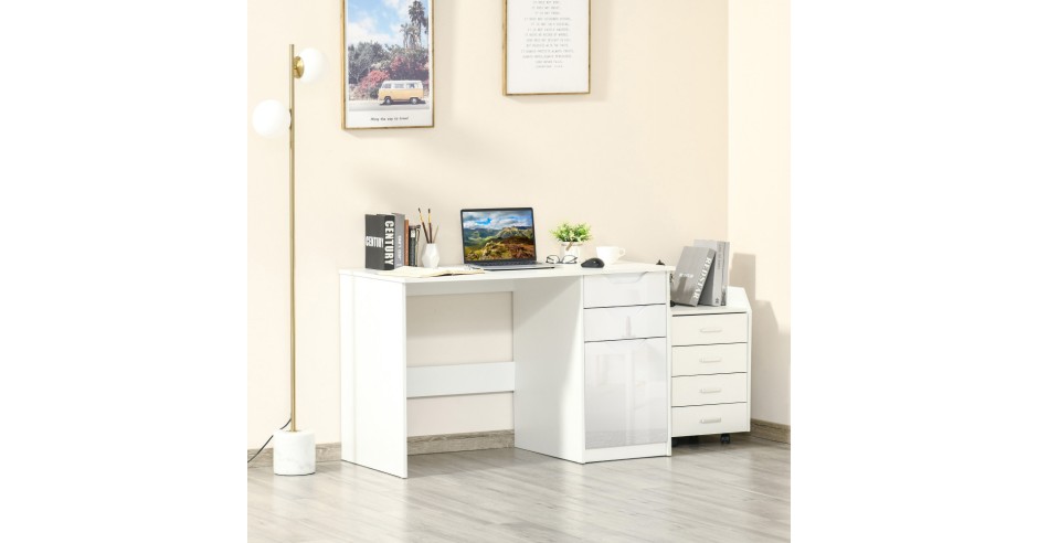 Masa de Birou Moderna HOMCOM pentru Camera si Birou din Lemn cu Sertare ...