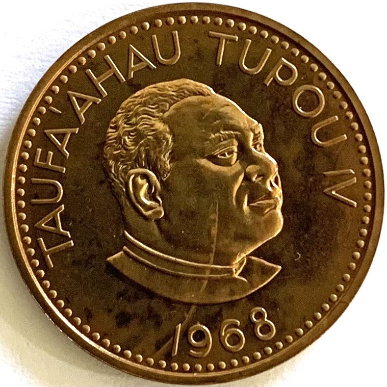 TONGA 2 SENITI 1968, PROOF, TAUFA'AHAU TUPOU IV.,,, MONEDA CU PATINA ...