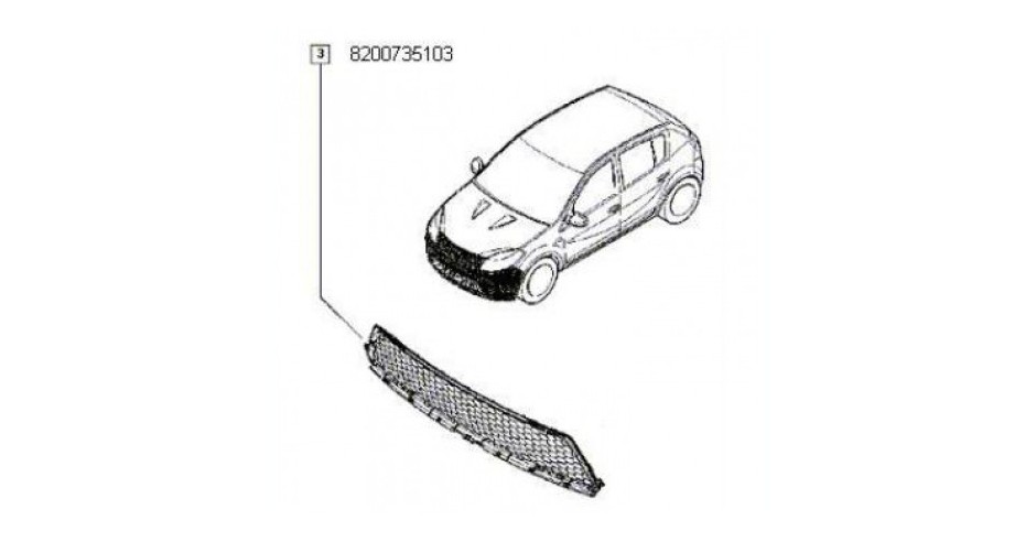 Grila inferioară bara fata Dacia Sandero 8200735103. Nou si original ...