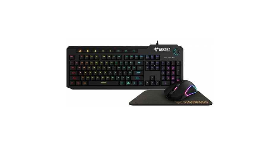 Kit gaming tastatura + mouse + mousepad Gamdias Ares P2 RGB Black ...