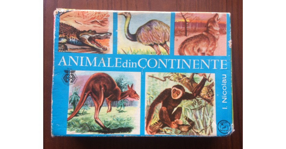 JOC ANIMALE DIN CONTINENTE IPBT 1976 RSR vechi romanesc cu 108 carti ...