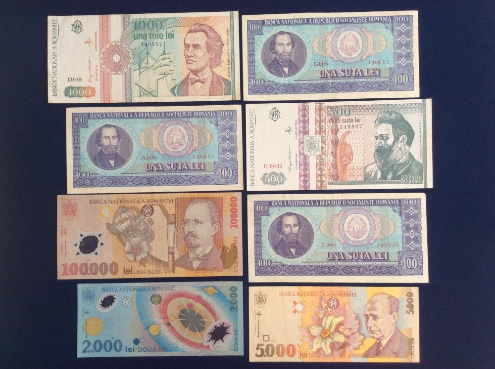 Bancnote Romania - Lot bancnote romane?ti - starea care se vede (5 ...