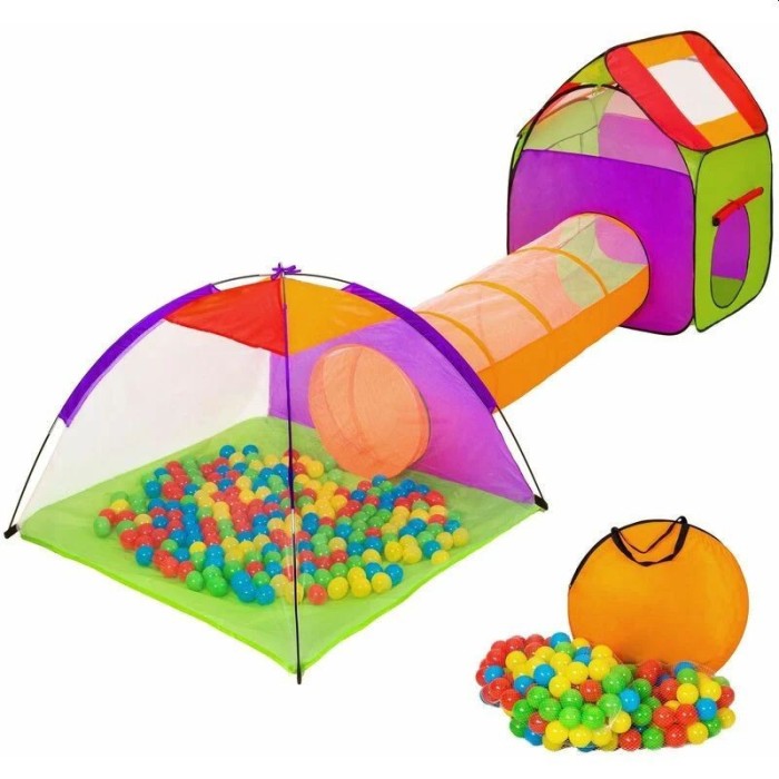 Loc de joaca 3 in 1, cort cu tunel de legatura si cub pliabil, lungime ...