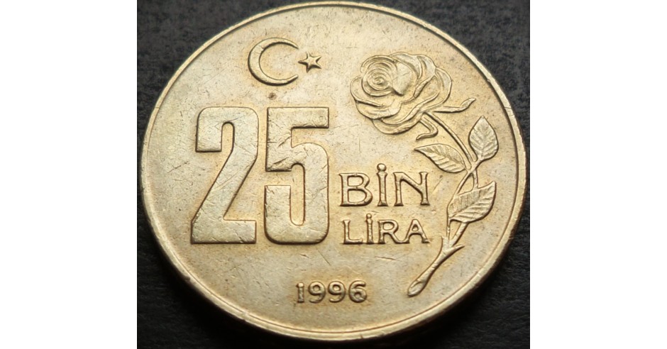 Moneda 25000 LIRE (25 BIN LIRA) - TURCIA, anul 1996 * cod 1139 A ...