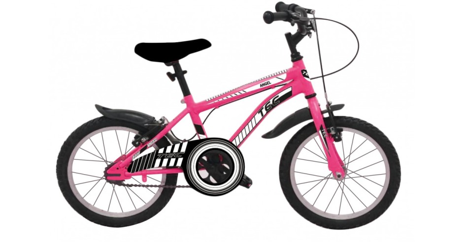 Bicicleta copii Tec Angel, culoare roz, roata 20", cadru din otel PB ...