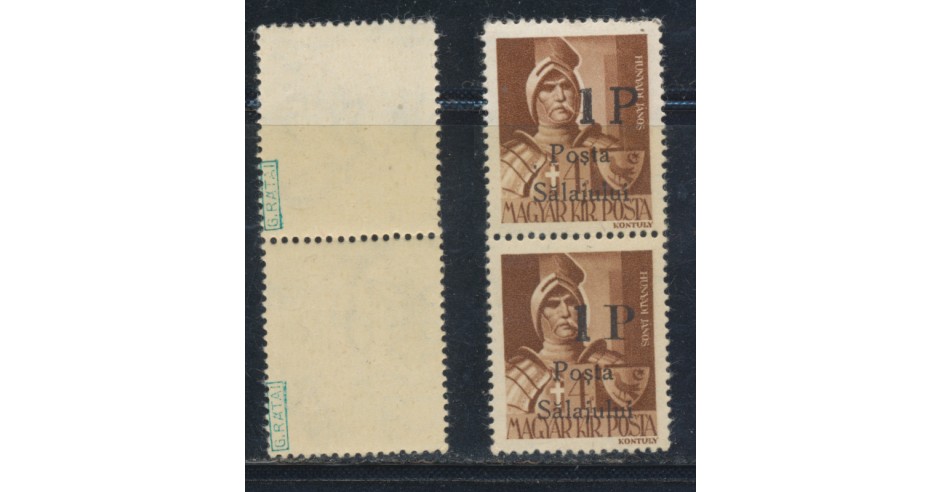 1945 Posta Salajului timbru local neuzat 1P/4f pereche tipuri diferite ...