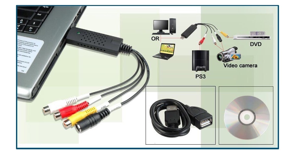 Placa captura USB 2 EasyCap UTV007 videochat telefon Tableta laptop pc ...