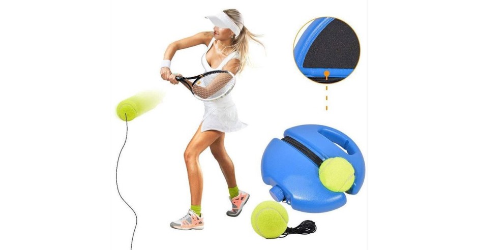 Echipament de antrenament pentru tenis cu baza antiderapanta si minge ...