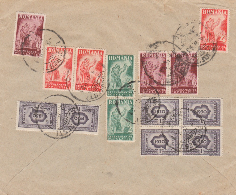 1931 Romania - Plic Expres circulat cu seria completa Recensamantul, 14 ...