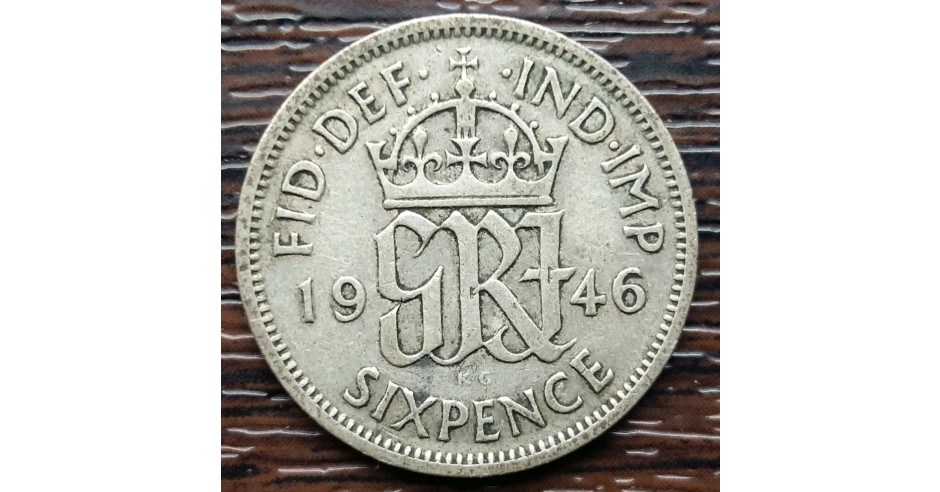 (A12) MONEDA DIN ARGINT ANGLIA - 6 PENCE 1946 | arhiva Okazii.ro