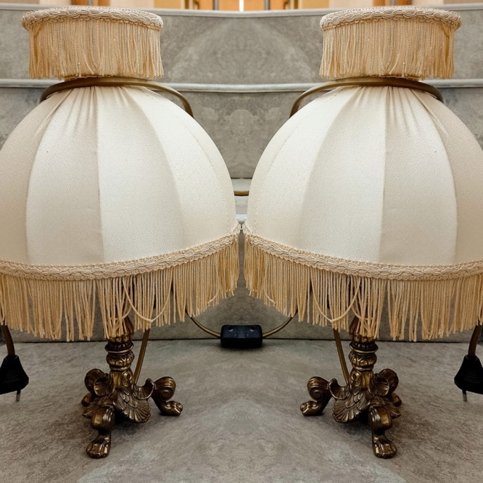 Set 2 veioze din bronz cu abajur textil | Okazii.ro