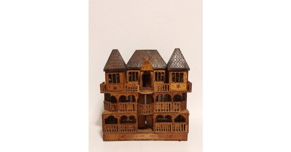 Macheta casa conac palat, de lemn, artizanat vechi romanesc, cu ...