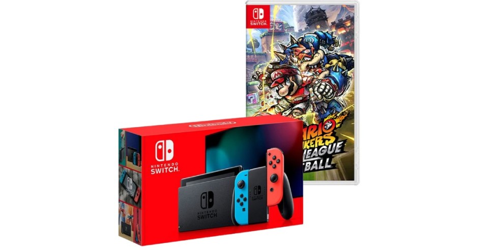 Consola Nintendo Switch cu JOY-CONS Red/Blue + Joc Mario Strikers ...