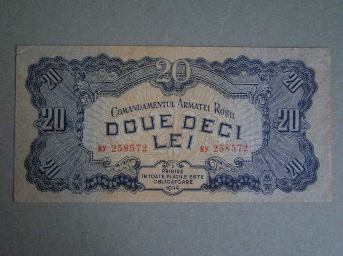 Bancnota 20 lei 1944 Comandamentul Armatei Rosii - Studiati Foto ...
