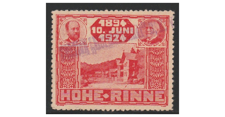 1924 Romania - Posta Locala Hohe Rinne, timbru 1 leu rosu stampila rara ...