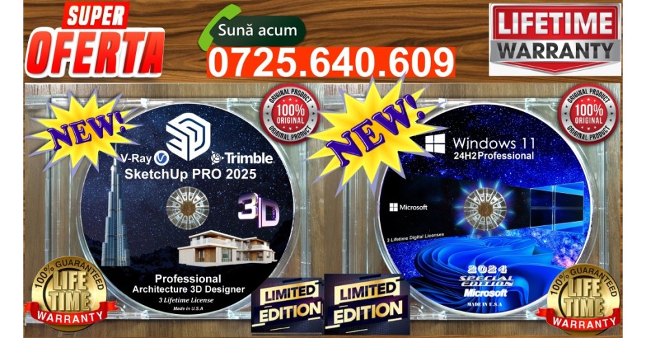 SketchUp Pro 2025 + V-Ray - 3 Lifetime Licenses (Permanenta ) DVD ...