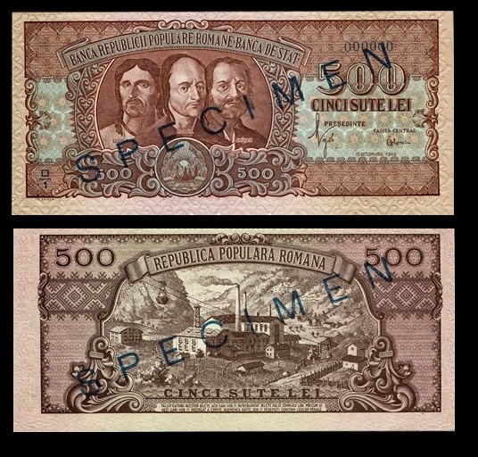 Bancnote Romania, bani vechi - 500 lei 1949 -SPECIMEN, UNC | arhiva ...