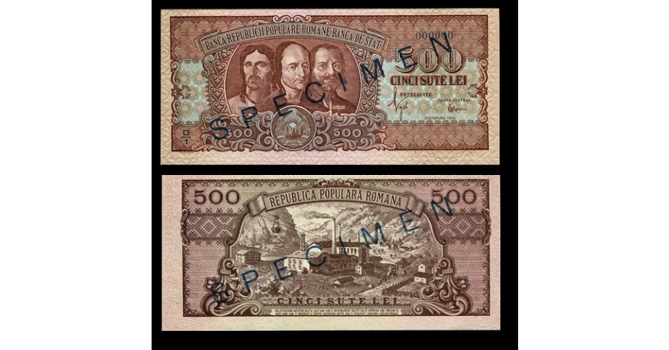 Bancnote Romania, bani vechi - 500 lei 1949 -SPECIMEN, UNC | arhiva ...