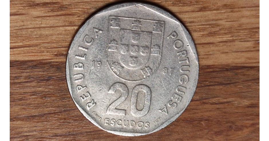 Portugalia - moneda de colectie - 20 escudos 1987 - busola nautica ...