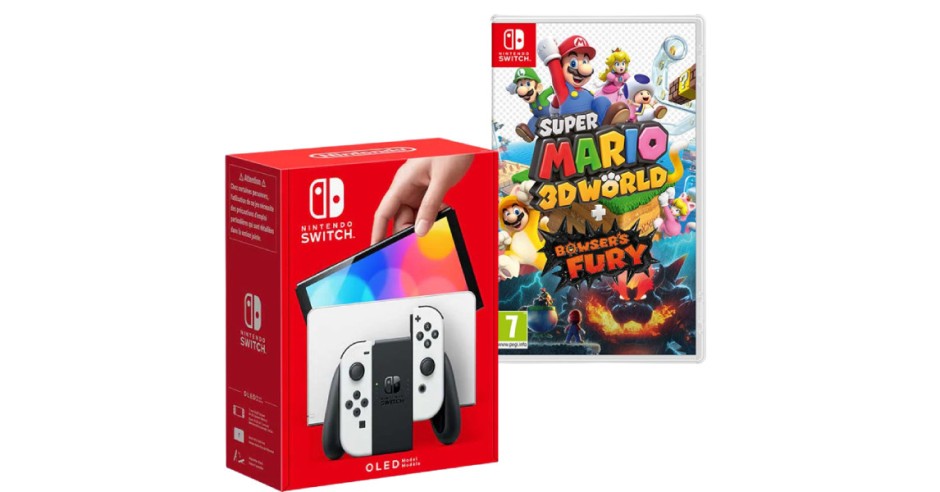 Consola Nintendo Switch OLED cu Joy-Cons ALB/WHITE + Joc Super Mario 3D ...