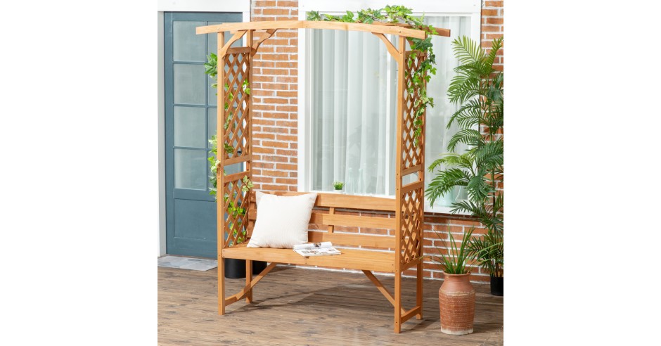 Outsunny Banca de gradina din lemn de brad cu arc decorativ pentru ...