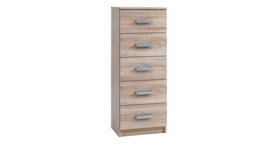 Comoda ingusta cu 5 sertare, 41 x 108 x 35 cm, melamina/PFL/HDF, model ...