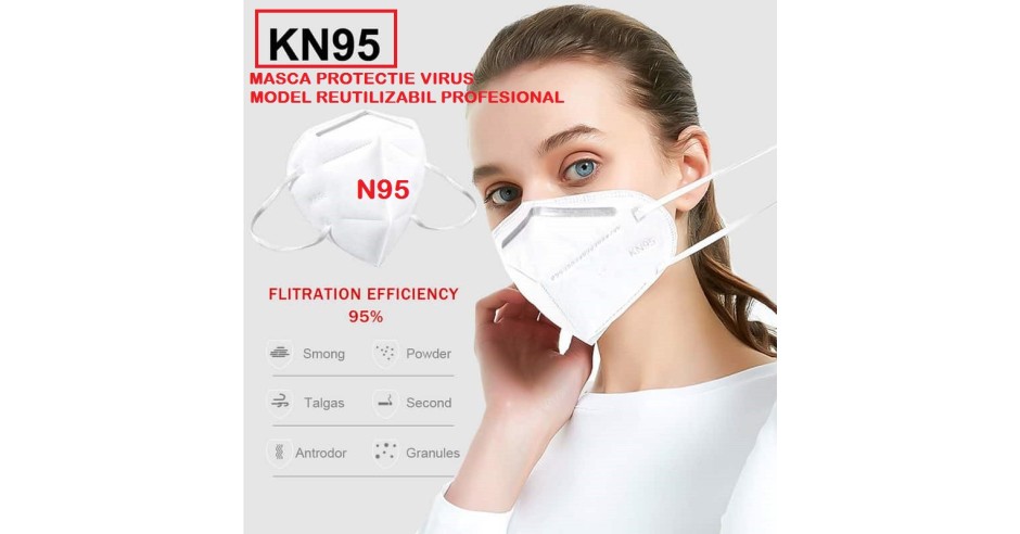 Masca protectie virus KN95 FFP2 N95 Protectie Cu 6 straturi, model ...