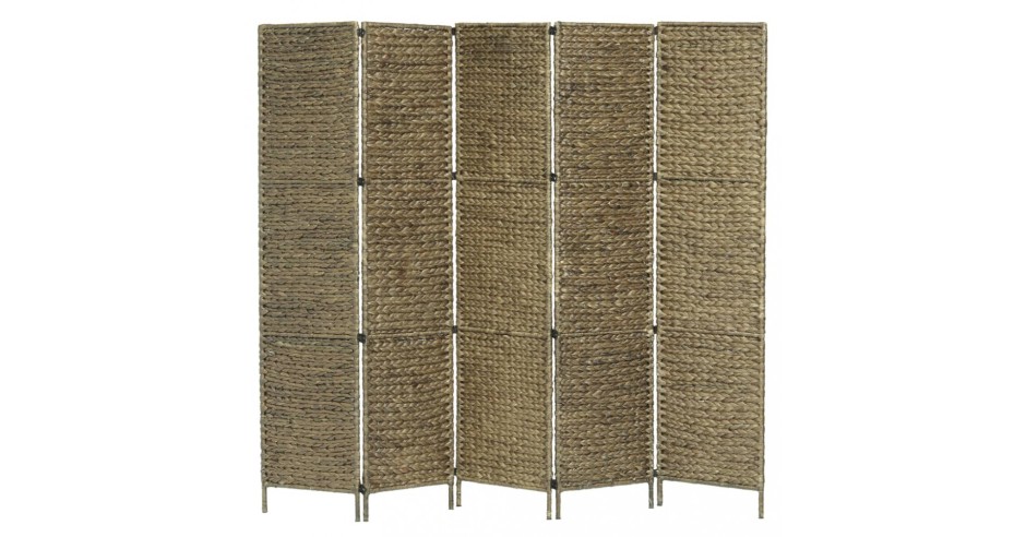 Paravan camera cu 5 panouri, maro, 193 x 160 cm, zambila de apa ...