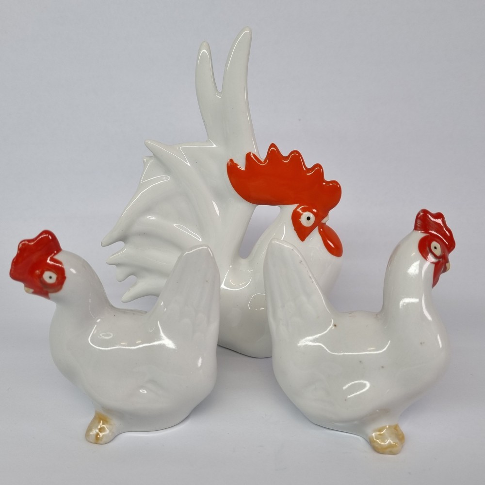 Cocos si gaini (set) bibelouri portelan romanesc vechi, vintage ...