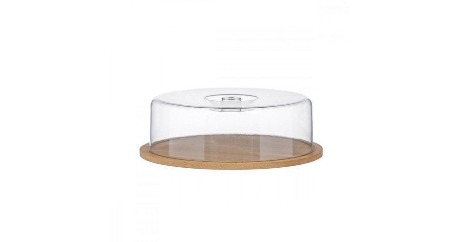 Suport tort, prajituri, alimente, bambus, capac transparent din plastic ...
