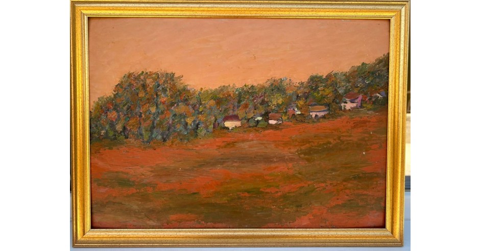 Tablou pictor roman Peisaj bucovinean Toamna la Adâncata pictura ulei ...