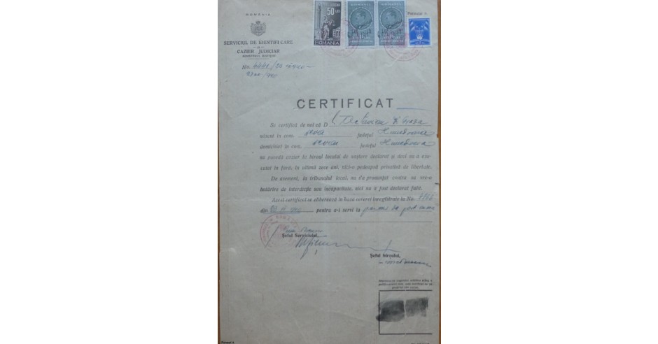 Certificat de cazier judiciar, Octavian Groza, fratele lui Petru Groza ...