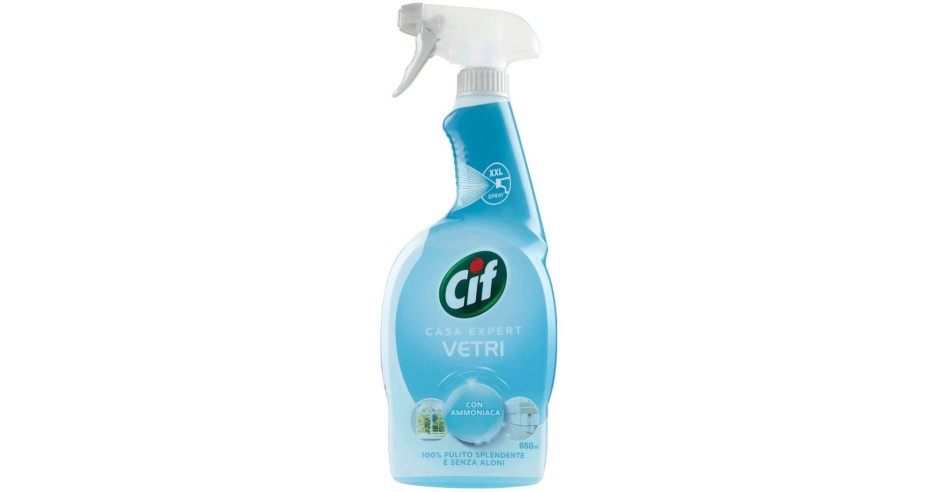 Spray Solutie pentru Geamuri cu Amoniac CIF Vetri, Cantitate 650 ml, Solutie Curatat Geamuri cu ...