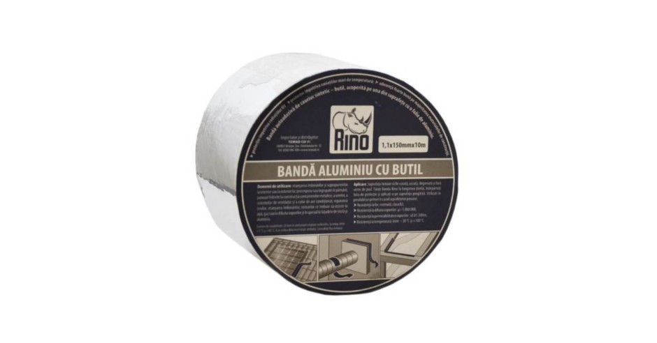 Banda Etansare Aluminiu cu Butil RINO, 1.1x150mm x 10m, Banda Etansare ...