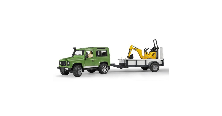 Masina de teren Land Rover Defender cu remorca si micro excavator JCB ...