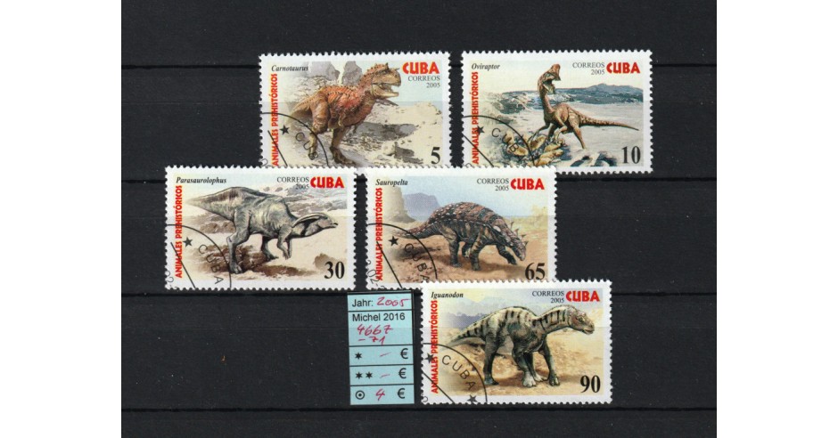 Timbre Cuba, 2005 | Serie completa | Animale preistorice, dinozauri ...